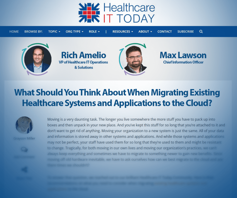 e4health's CIO Max Lawson and VP of Healthcare IT Operations ...